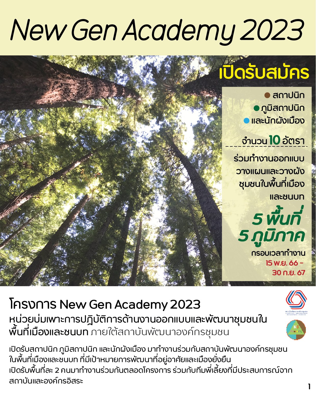 โครงการ New Gen Academy 2023 จัดโดย สถาบันพัฒนาองค์กรชุมชน - SE Thailand